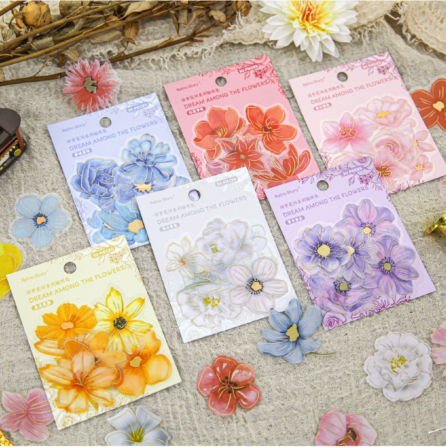 Obujo 30 Pcs Holographic Flower Stickers QMHJ are perfect for ...